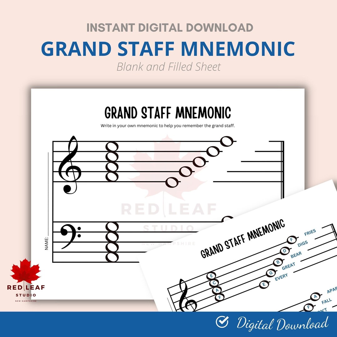 Grand Staff Mnemonic | Music Theory | Music Staff Names | Note Names ...