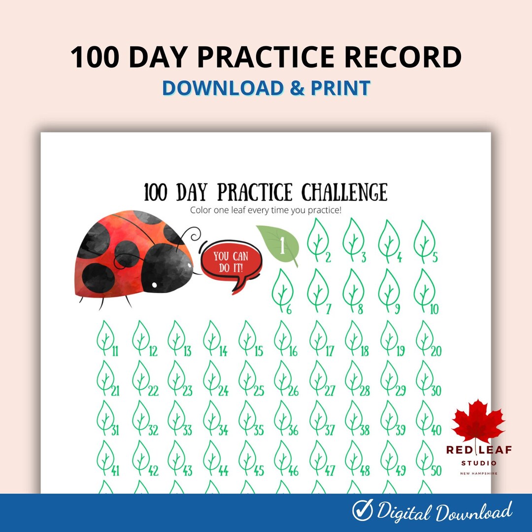 100-day Practice Tracker: Ladybug Chart, Habit Log (printable PDF) - Etsy