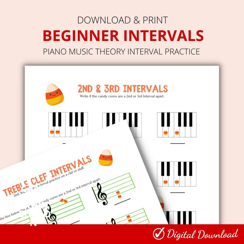 Beginner Music Theory | Interval Practice| Fall Theme | US Letter - Etsy