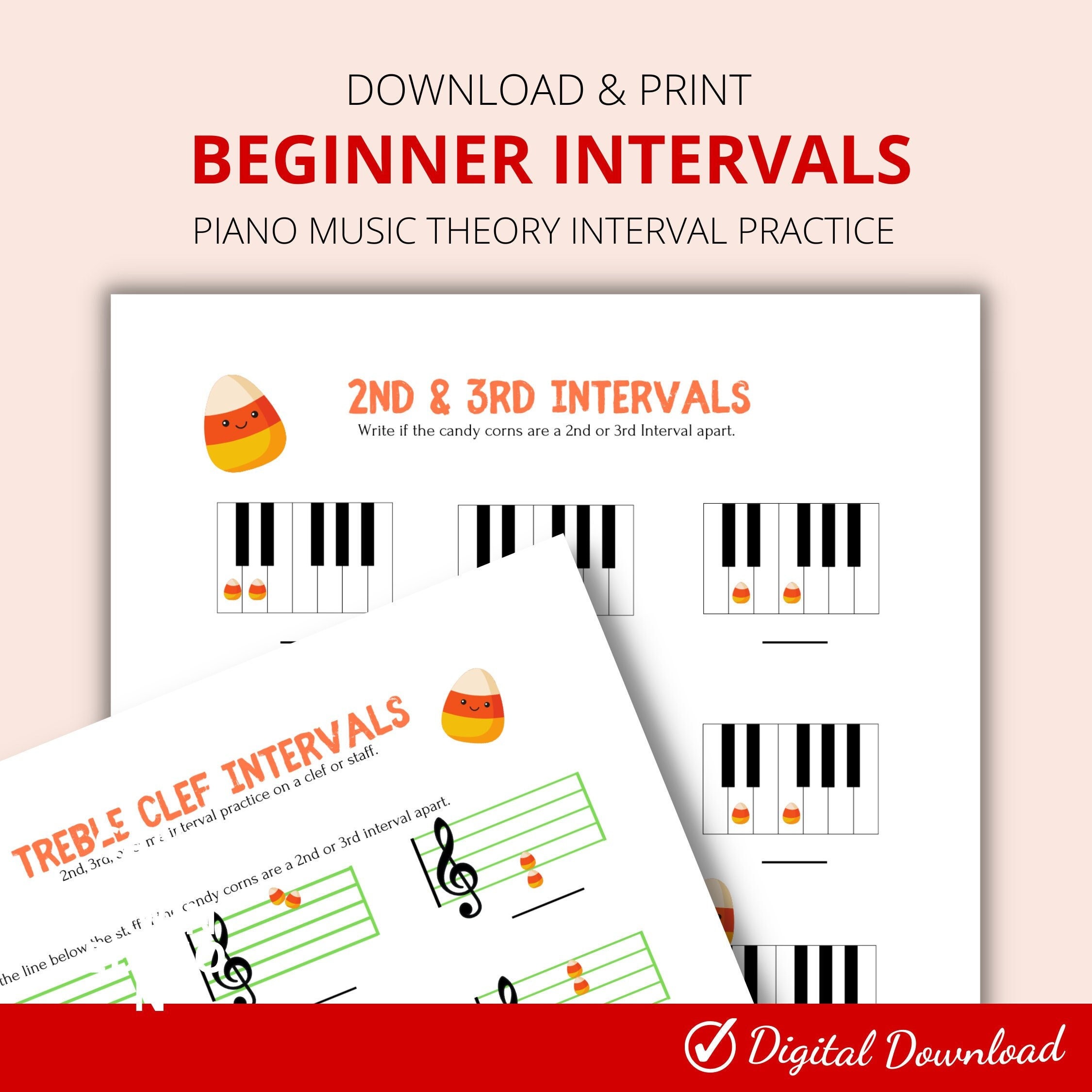 Beginner Music Theory | Interval Practice| Fall Theme | US Letter - Etsy