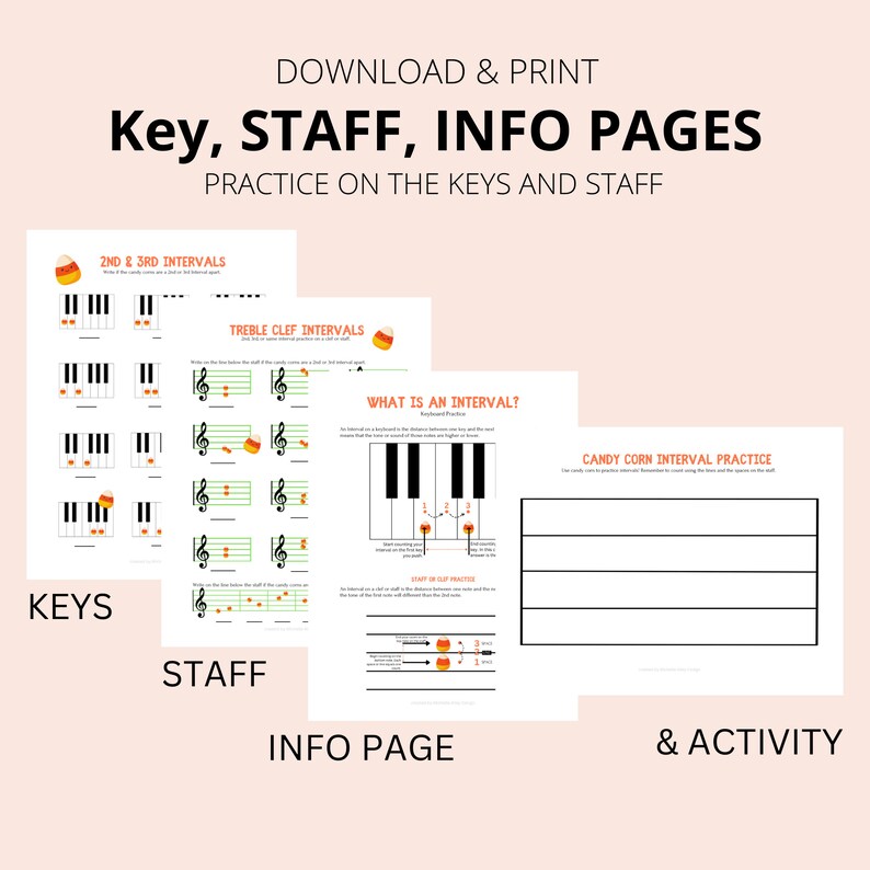 Beginner Music Theory | Interval Practice| Fall Theme | US Letter - Etsy