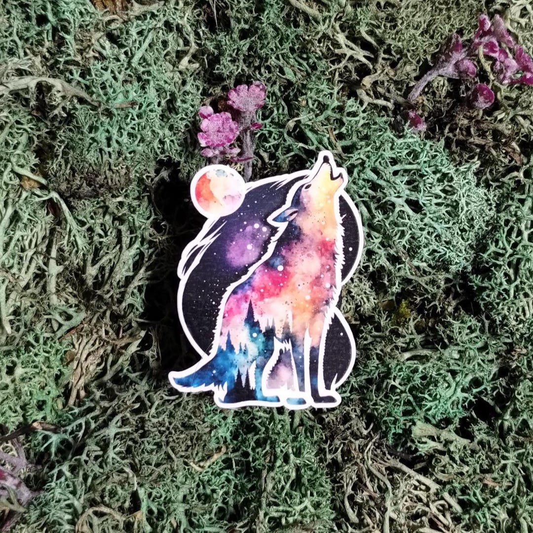 Colorful Wolf Howling Sticker - Etsy
