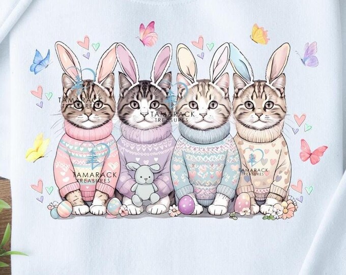 Cute Easter Cat Png Bunny Cat Lover Png Easter Cats Tshirt Png ...