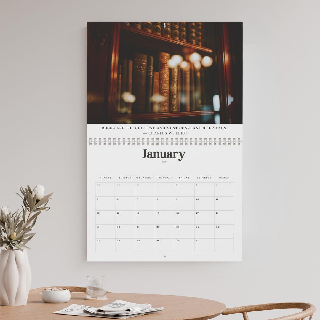 A Year of Reading 2026 Calendar - Book Lover's Wall Decor - Literary ...