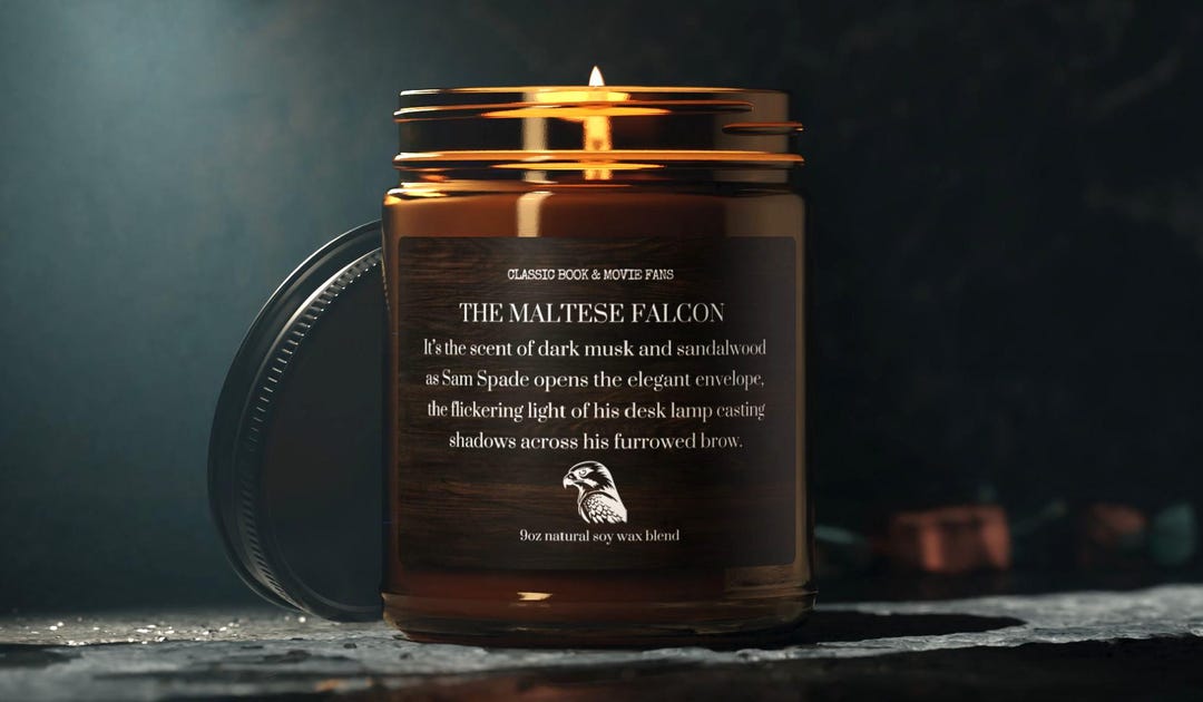 THE MALTESE FALCON Story Candle Movie Gift Classic Film Noir Cozy Night ...