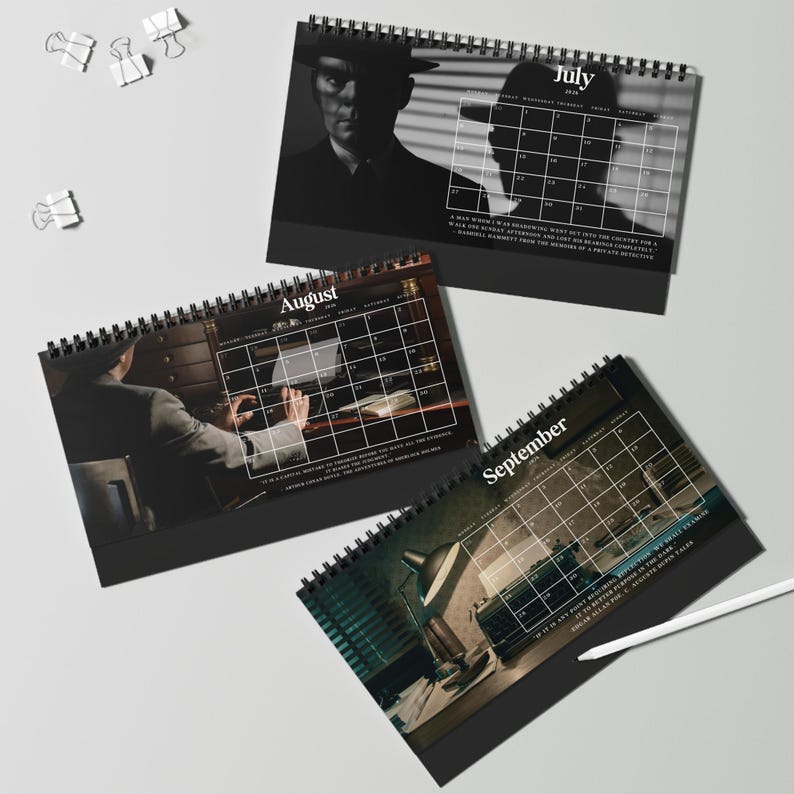 Classic Detective Planner - Literary Quotes Desktop Calendar 2026 ...