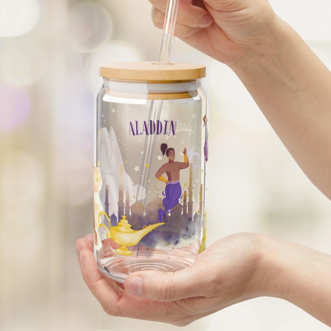 Aladdin Iced Coffee Cup - Fairy Tale Glass Gift - Magic Cave Glass Cup ...
