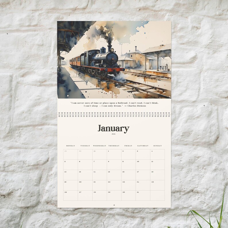 Watercolor Steam Trains 2026 - Large Wall Calendar - Poetic Railway Art ...