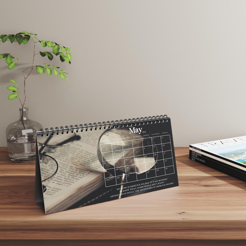 Classic Detective Planner - Literary Quotes Desktop Calendar 2026 ...
