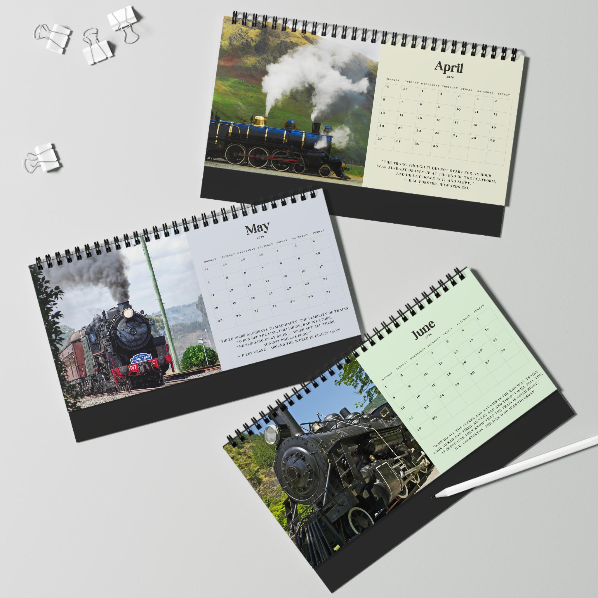 Literary Steam Trains 2026 Desktop Calendar - Poetic Railway Art ...