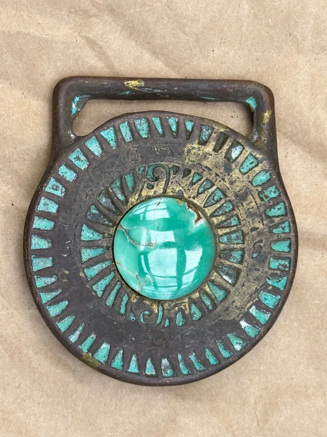 Green Genuine Turquoise Belt Buckle. Beautiful Vintage Trinity Belt ...