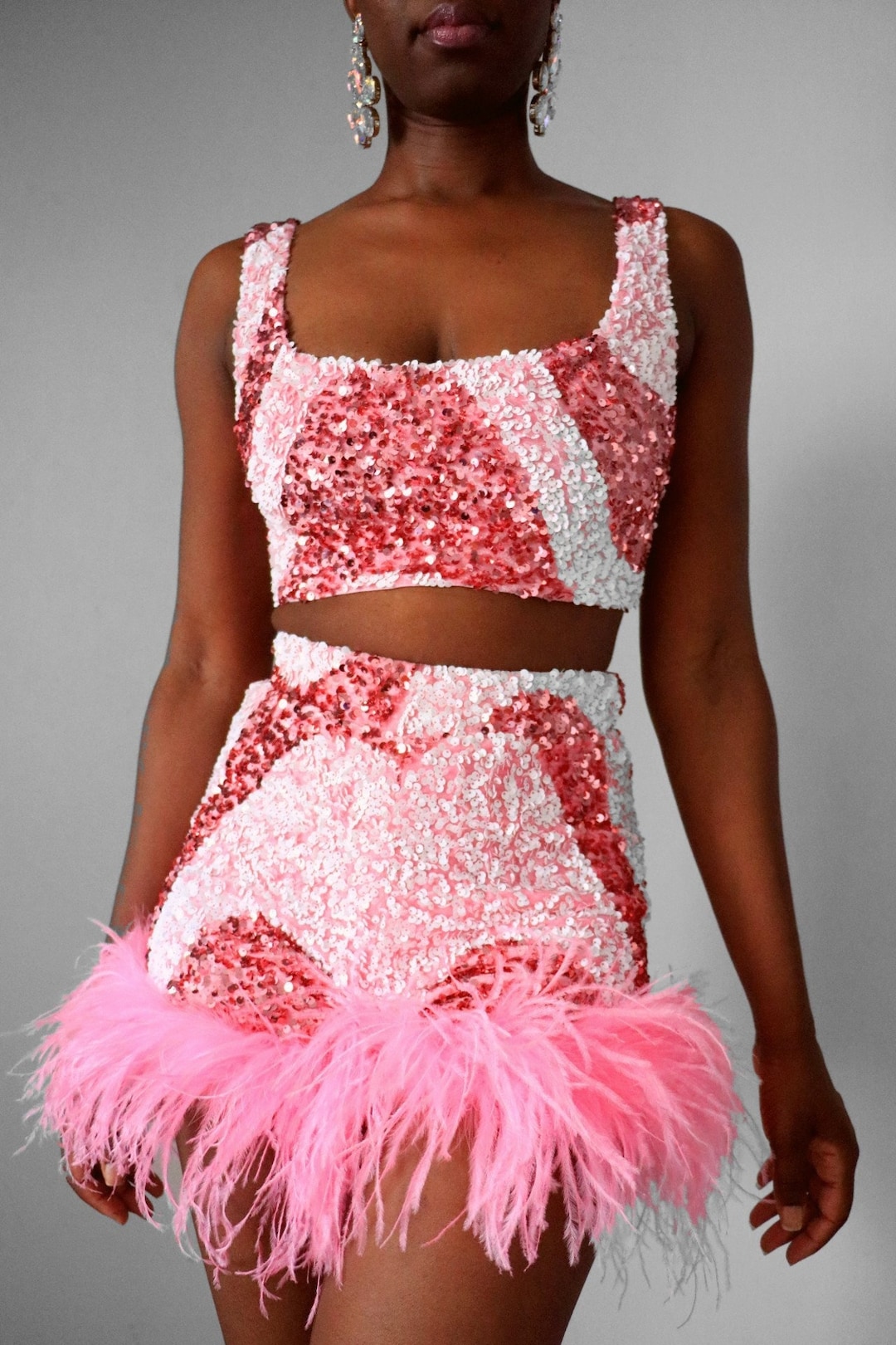 Pink Sequin Swirl Bow Back Crop Top - Etsy
