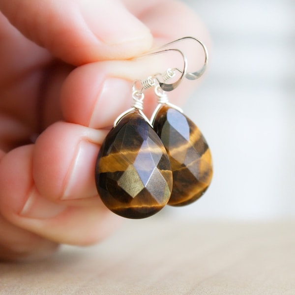 Tiger Eye Earrings - Etsy