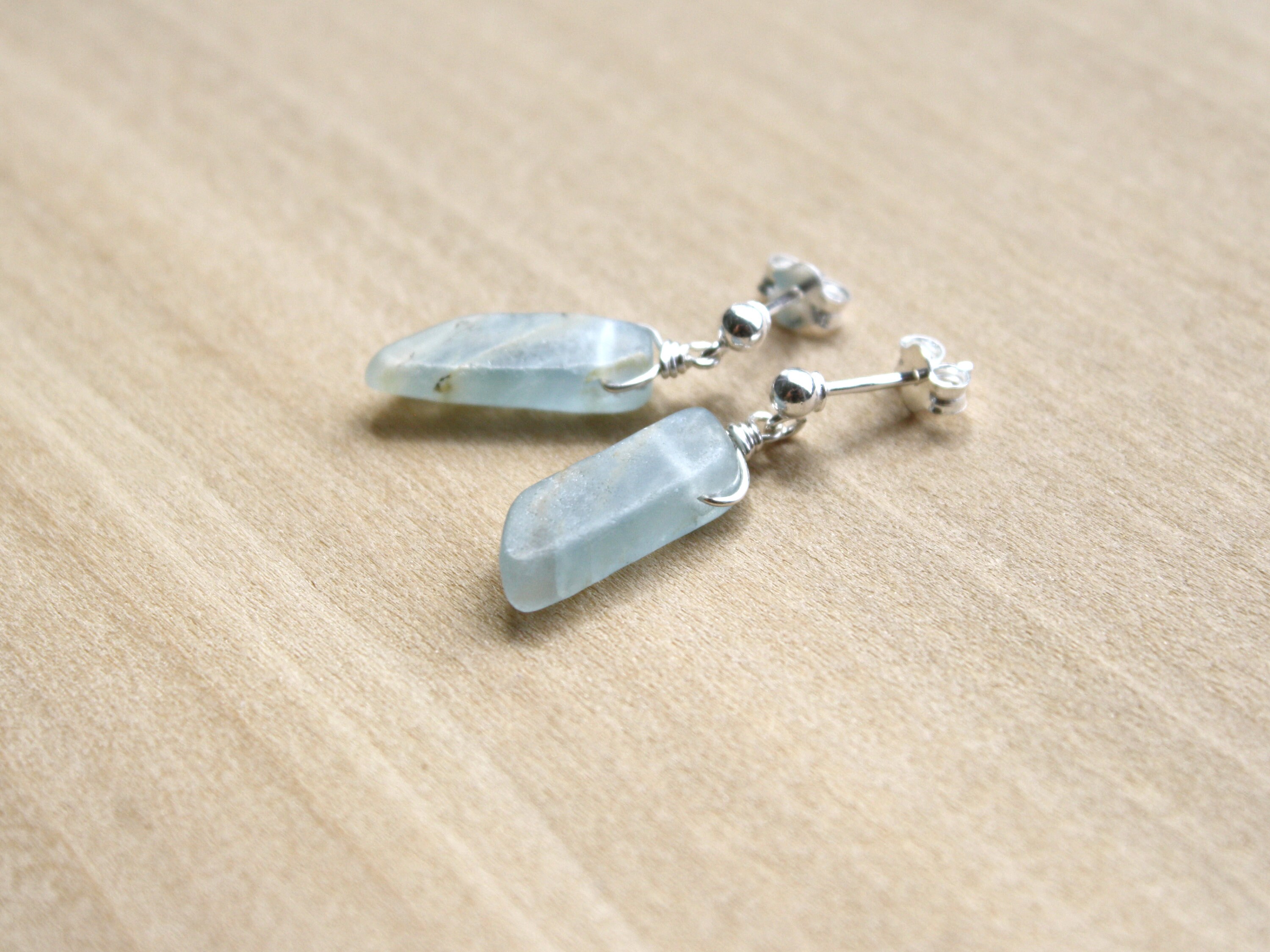 Natural Blue Calcite Earrings for Anxiety Relief and Release