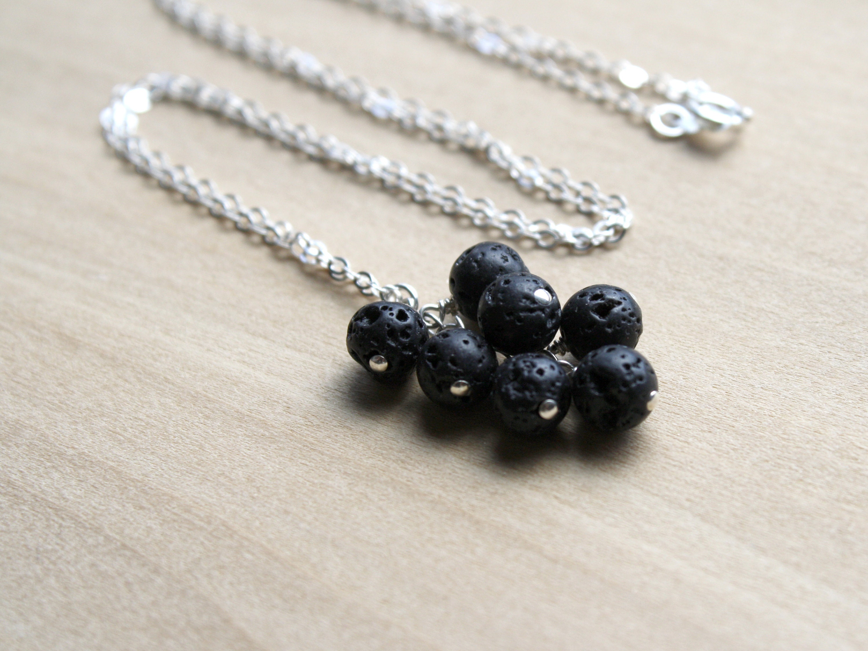 Lava Stone Diffuser Necklace in Sterling Silver for Grounding and ...