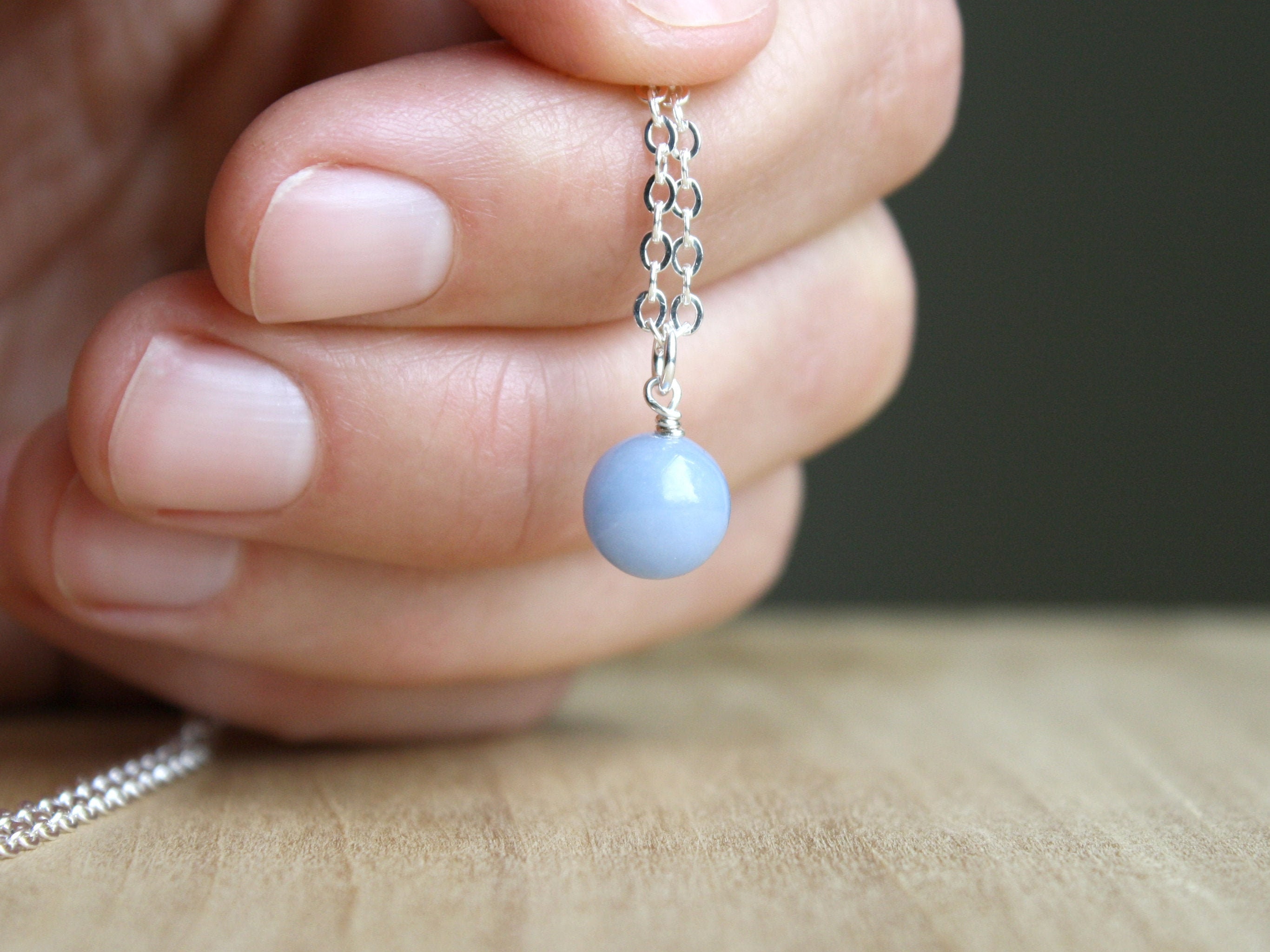 Angelite Necklace for Manifestation and Peace NEW