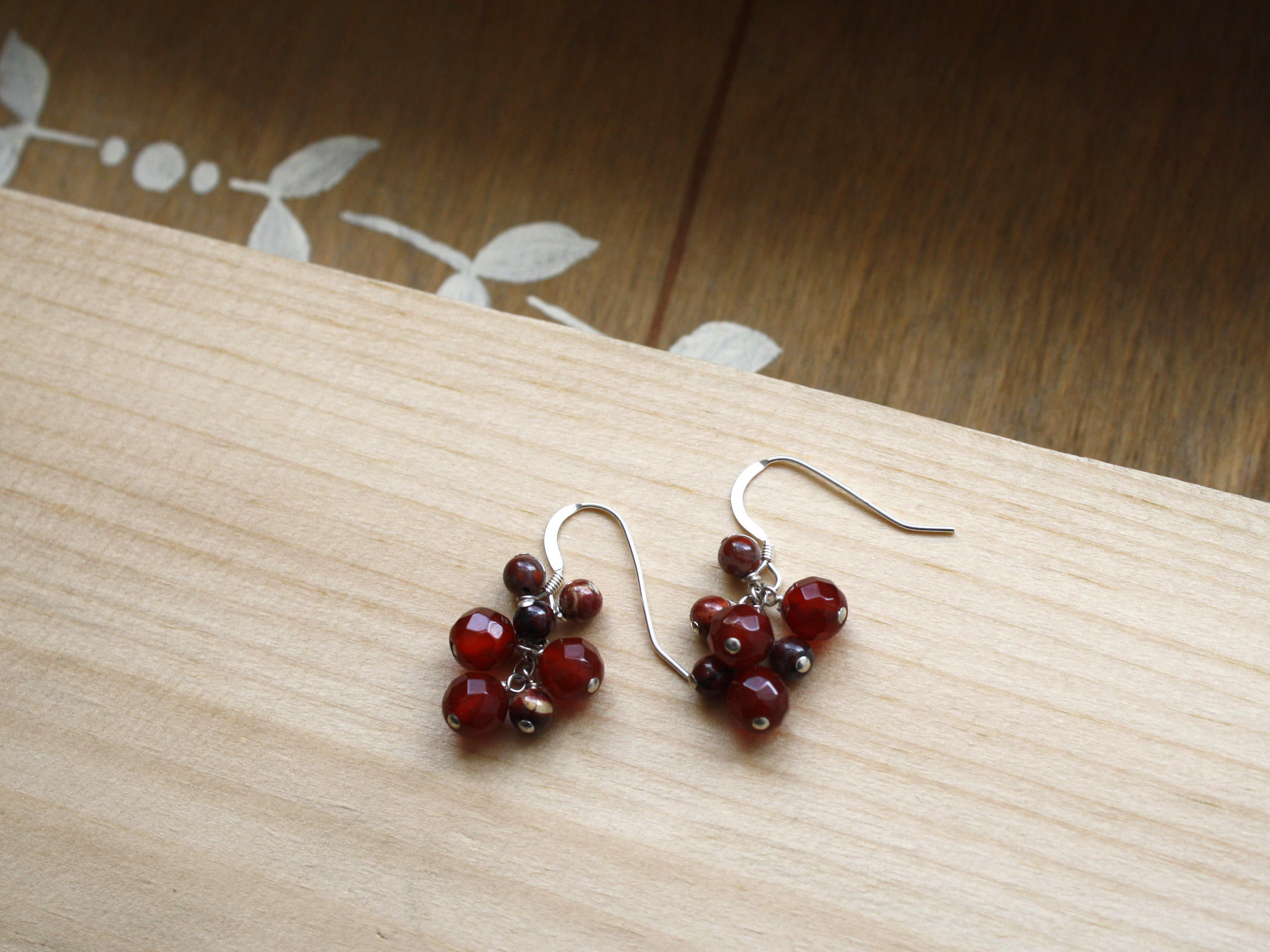 Red Agate Earrings in Sterling Silver . Calming Jewelry