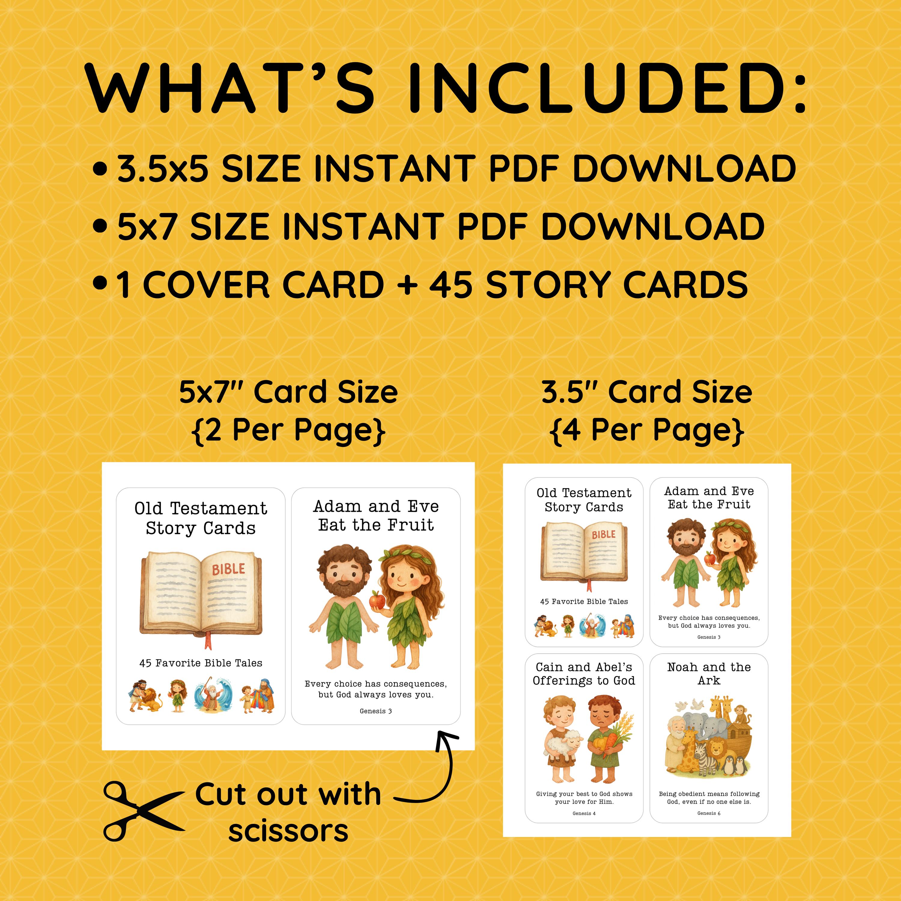 Old Testament Story Flash Cards - 45 Printable Scripture Stories From ...