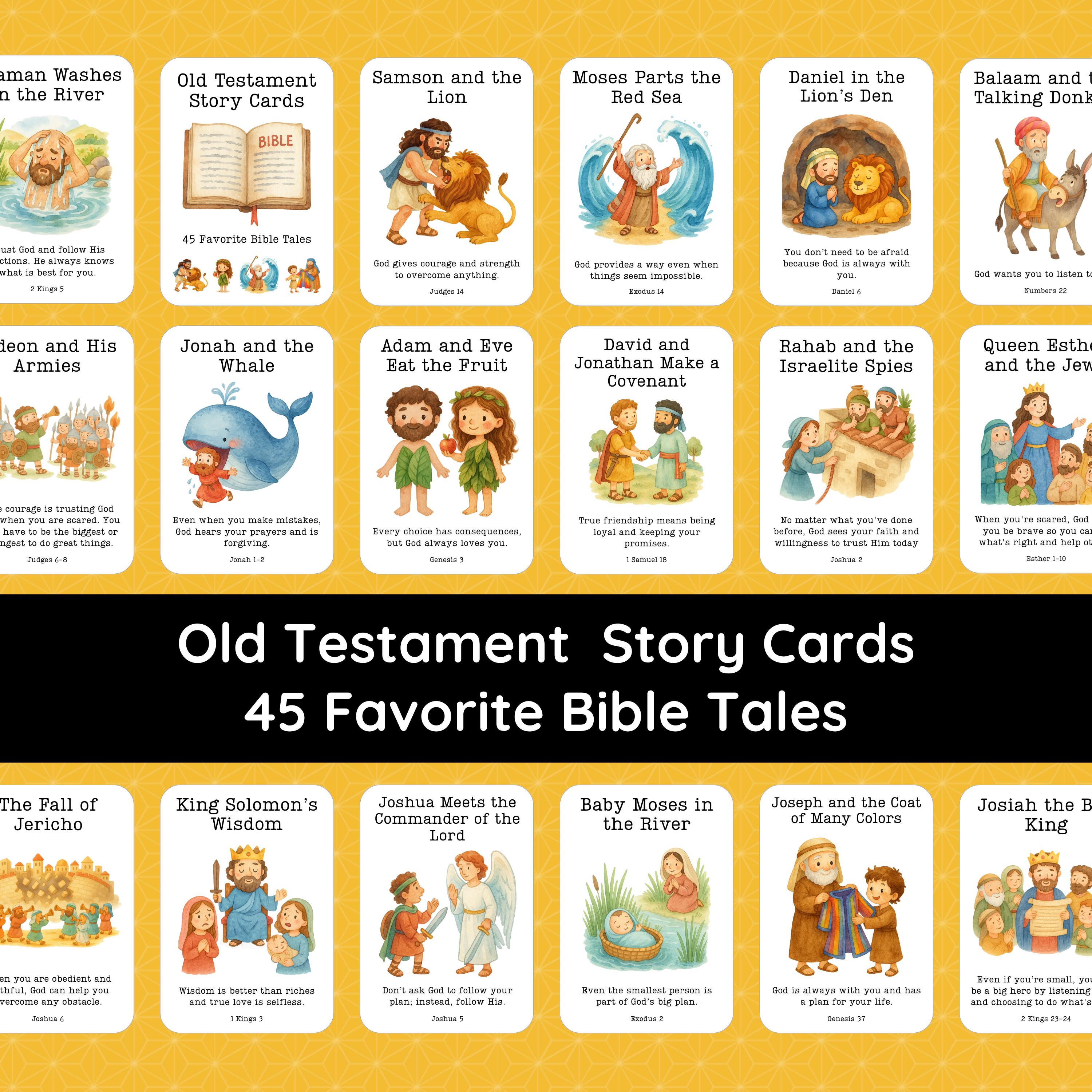Old Testament Story Flash Cards - 45 Printable Scripture Stories From ...
