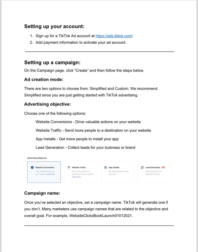 Tic Tok Advertising Checklist /templates - Etsy