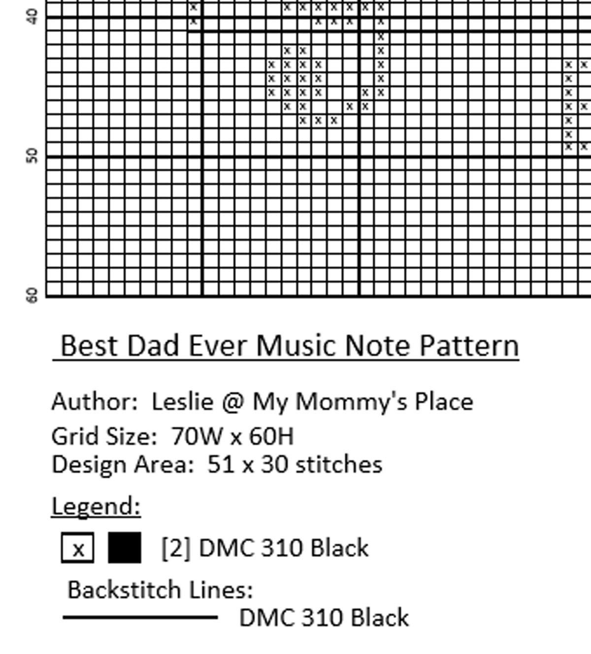 Best Dad Ever Music Note Cross Stitch Pattern Instant PDF Download - Etsy
