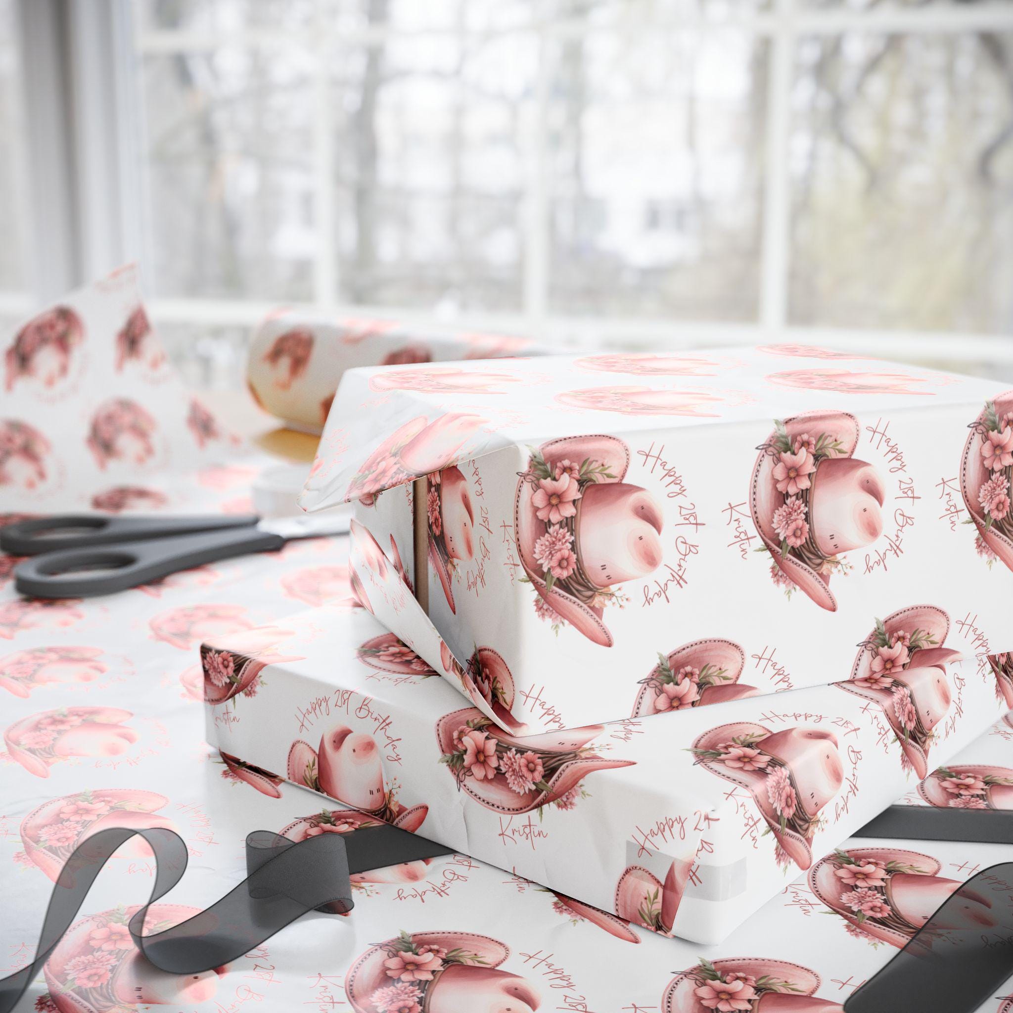 Cowgirl 21st Birthday Wrapping Paper Personalized, Custom Western Theme ...