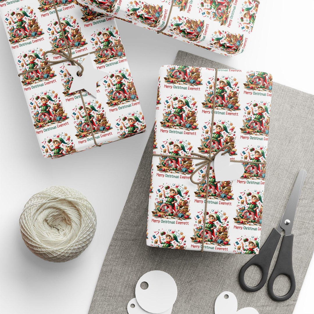 Wrapping Papers - Elf Christmas Custom Gift Wrap, Festive Holiday Elf ...