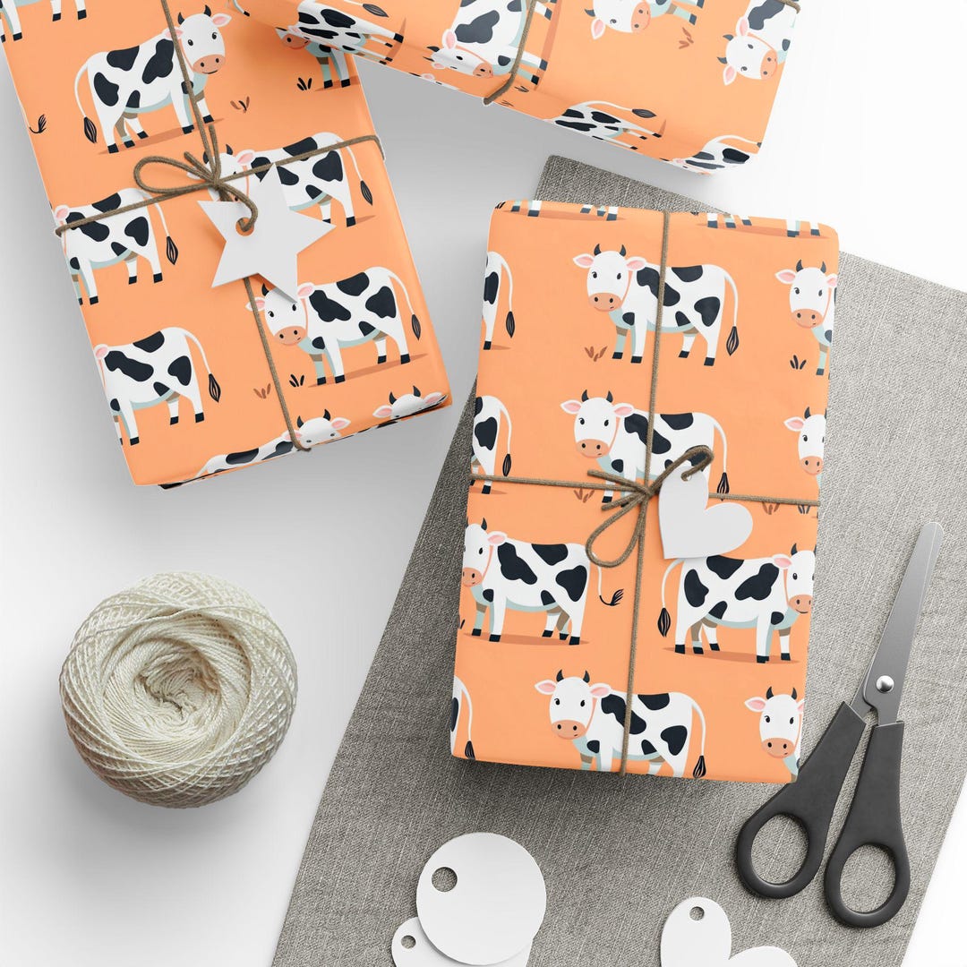 Cute Cow Wrapping Paper - Farm Animal Gift Wrap for Birthday or Baby ...