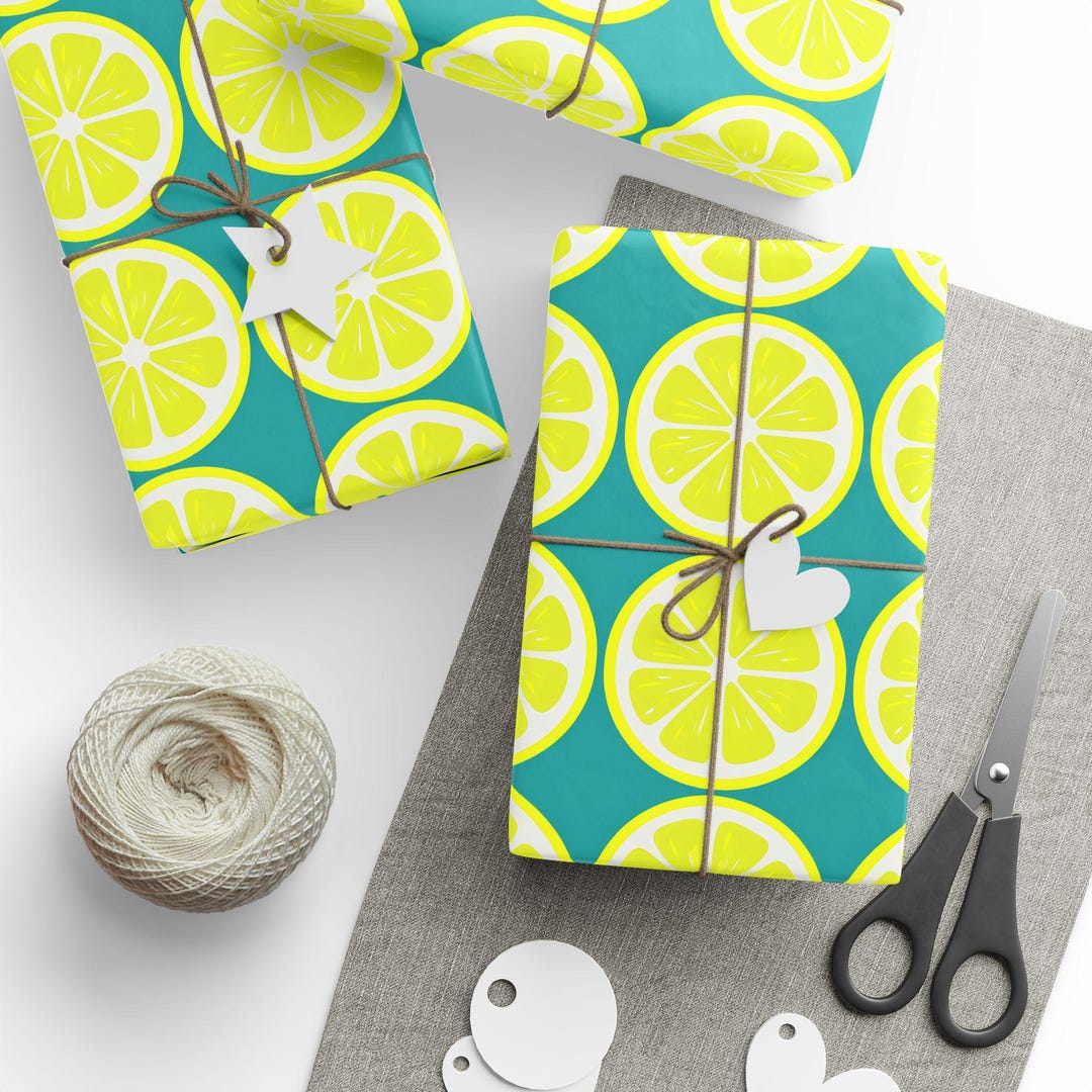Lemon Slice Wrapping Paper | Summer Citrus Gift Wrap - Etsy