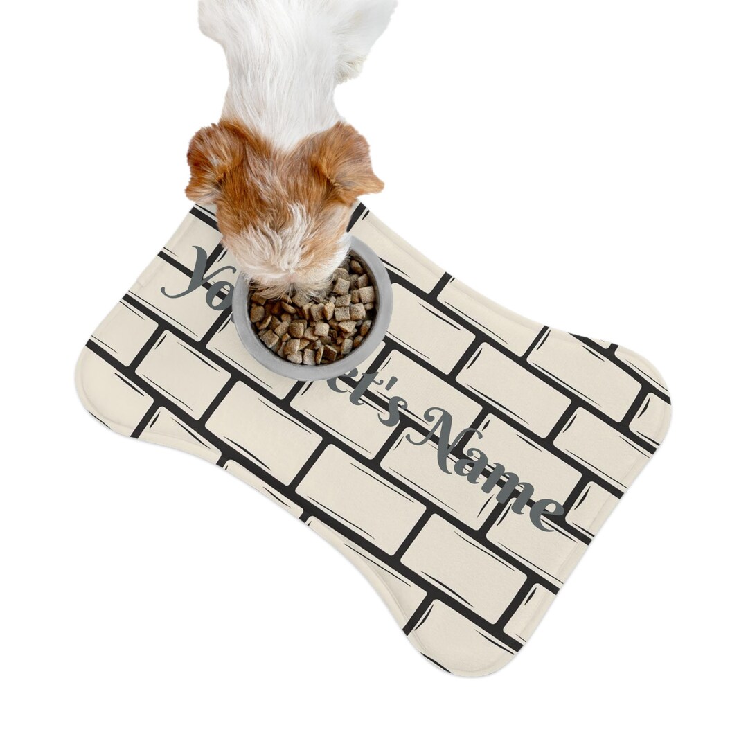 Personalized Dog Mat With Dog Breed Design, Bone Shaped Dog Food Mat ...