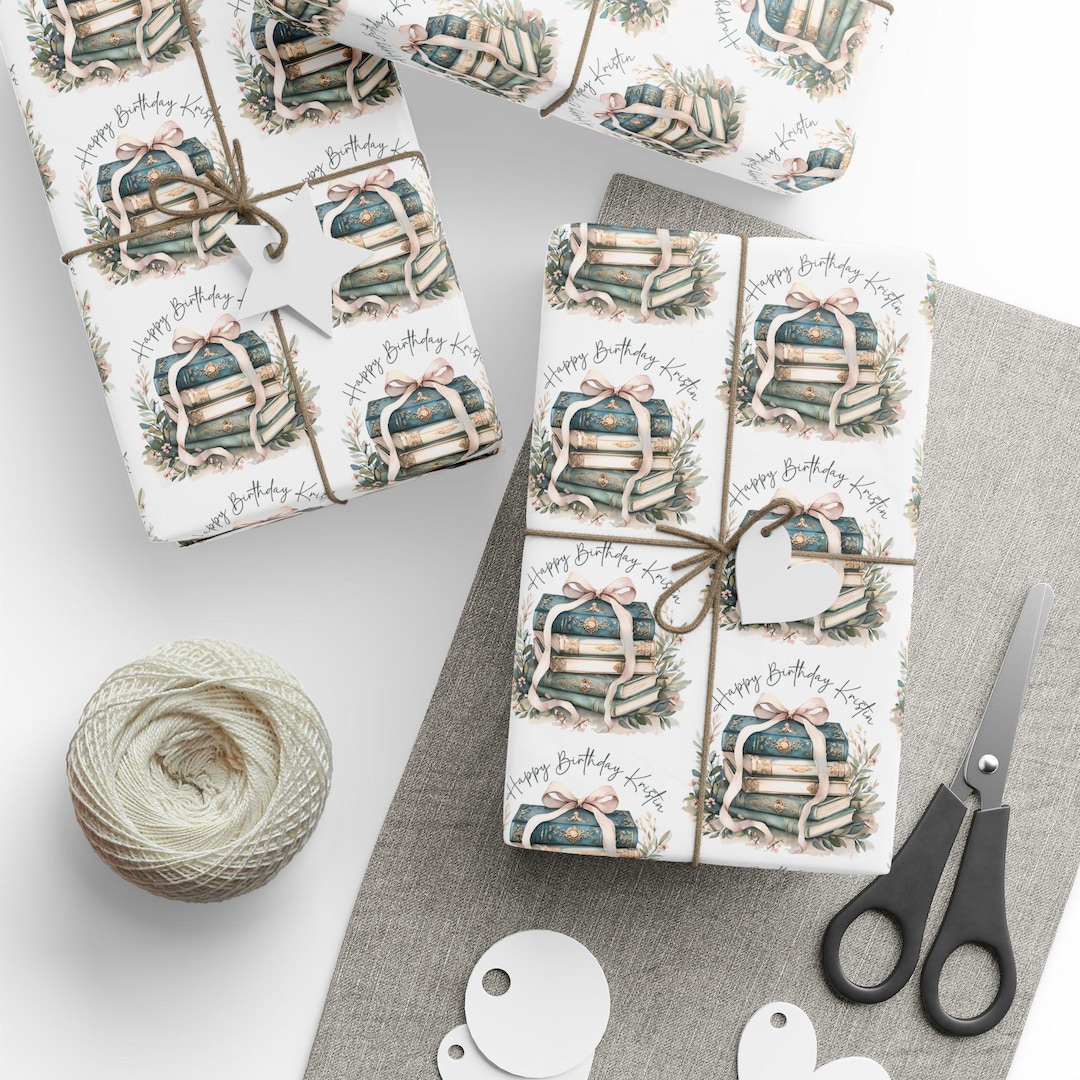Custom Book Lover Wrapping Paper | Personalized Birthday Gift Wrap ...