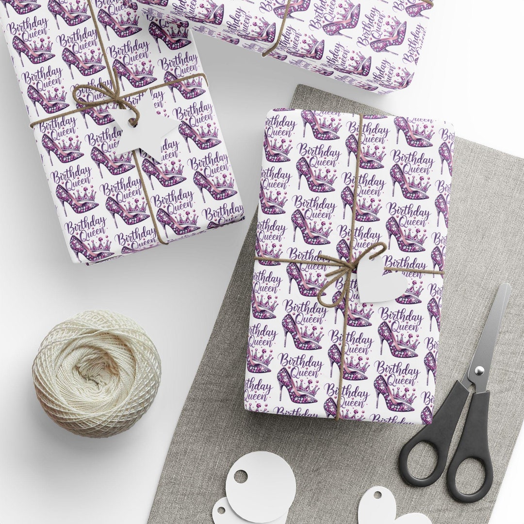 Custom Birthday Queen Wrapping Paper - Personalized Gift Wrap, Party ...