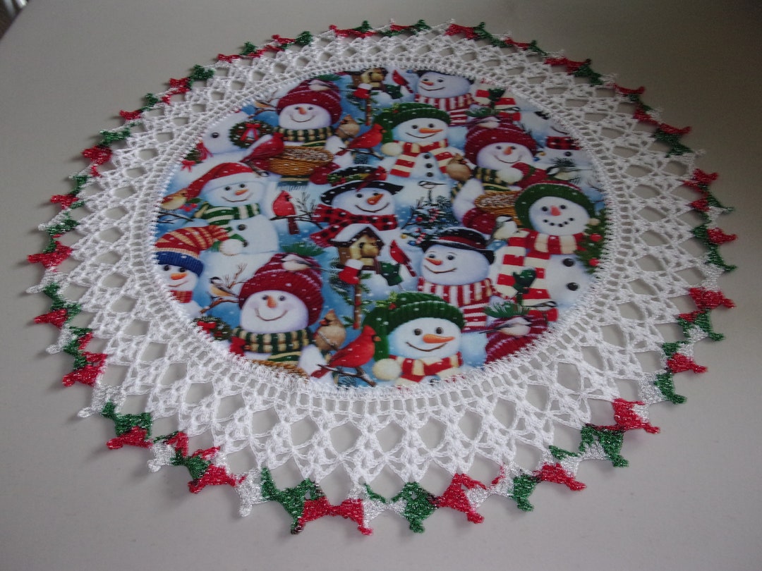 Snowman Doily, Snowmen Handmade 20 Christmas Doilies, Crochet Edge ...