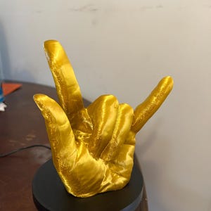 Gold ASL 'I LOVE YOU' Sculpture | 3D Printed Sign Language Art (life ...