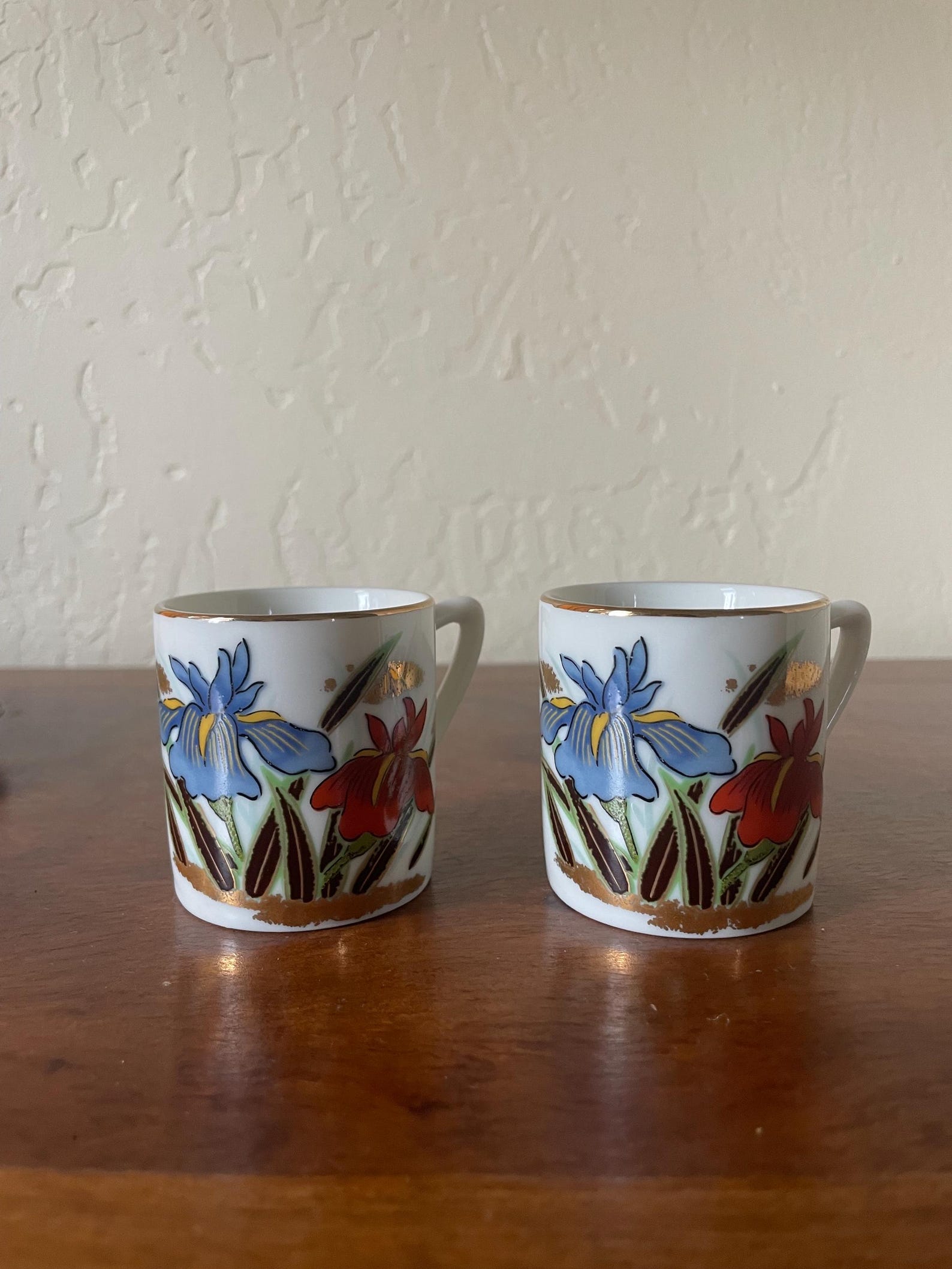 Vintage Japan Shot Glass Iris Flower Beautiful Floral Cups Pair - Etsy