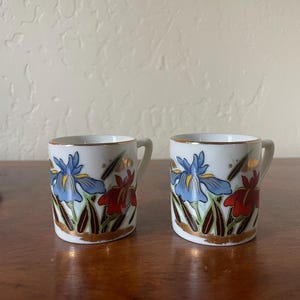 Vintage Japan Shot Glass Iris Flower Beautiful Floral Cups Pair - Etsy