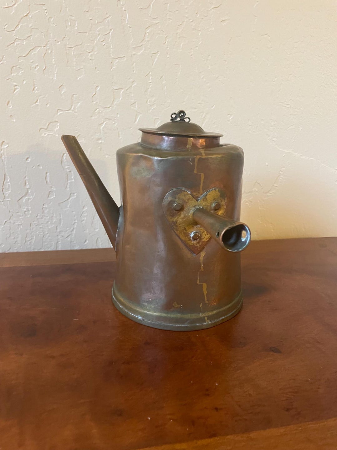 Antique Copper Water Can Old Rustic Pot With Heart Handle - Etsy
