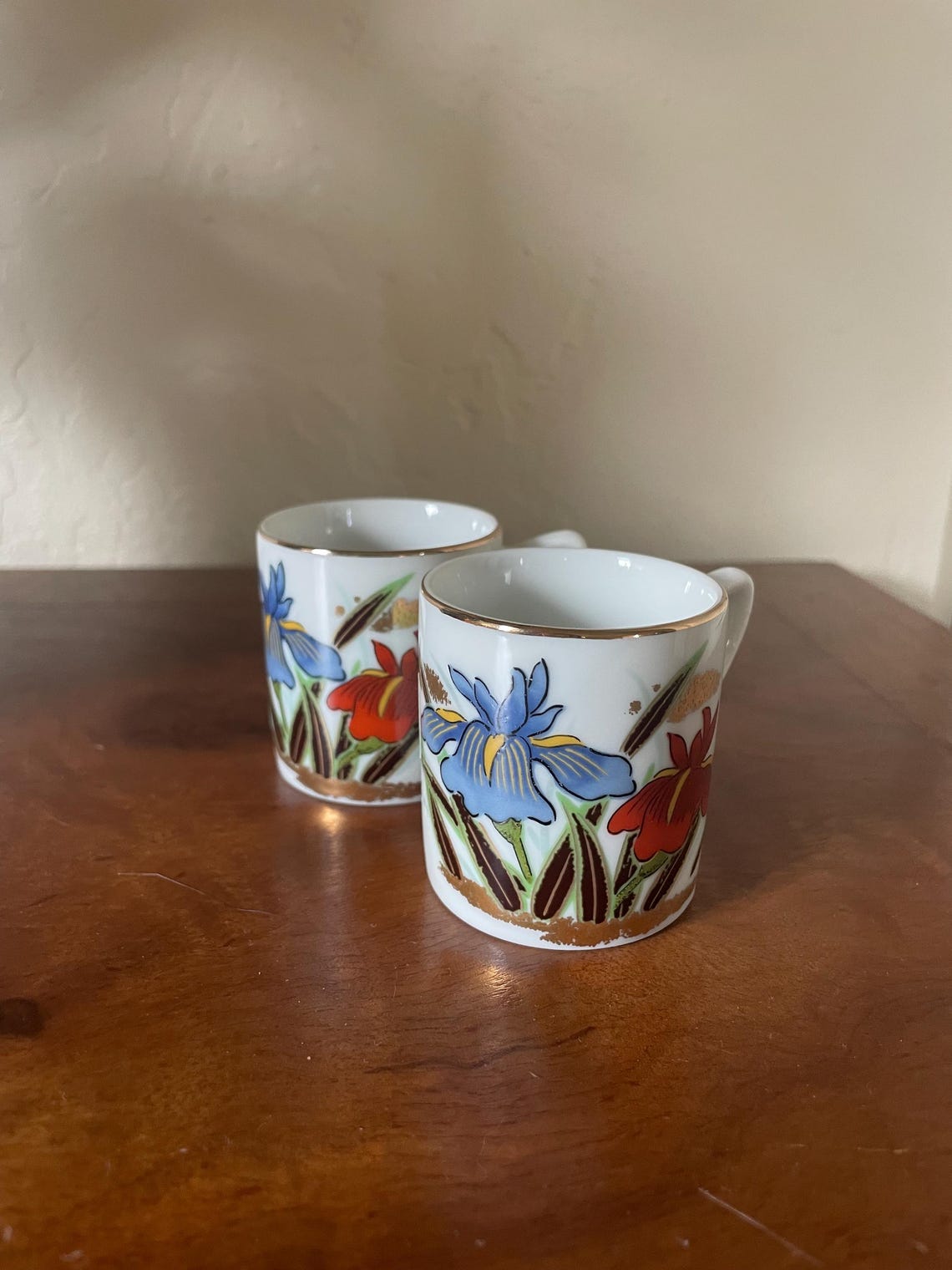 Vintage Japan Shot Glass Iris Flower Beautiful Floral Cups Pair - Etsy