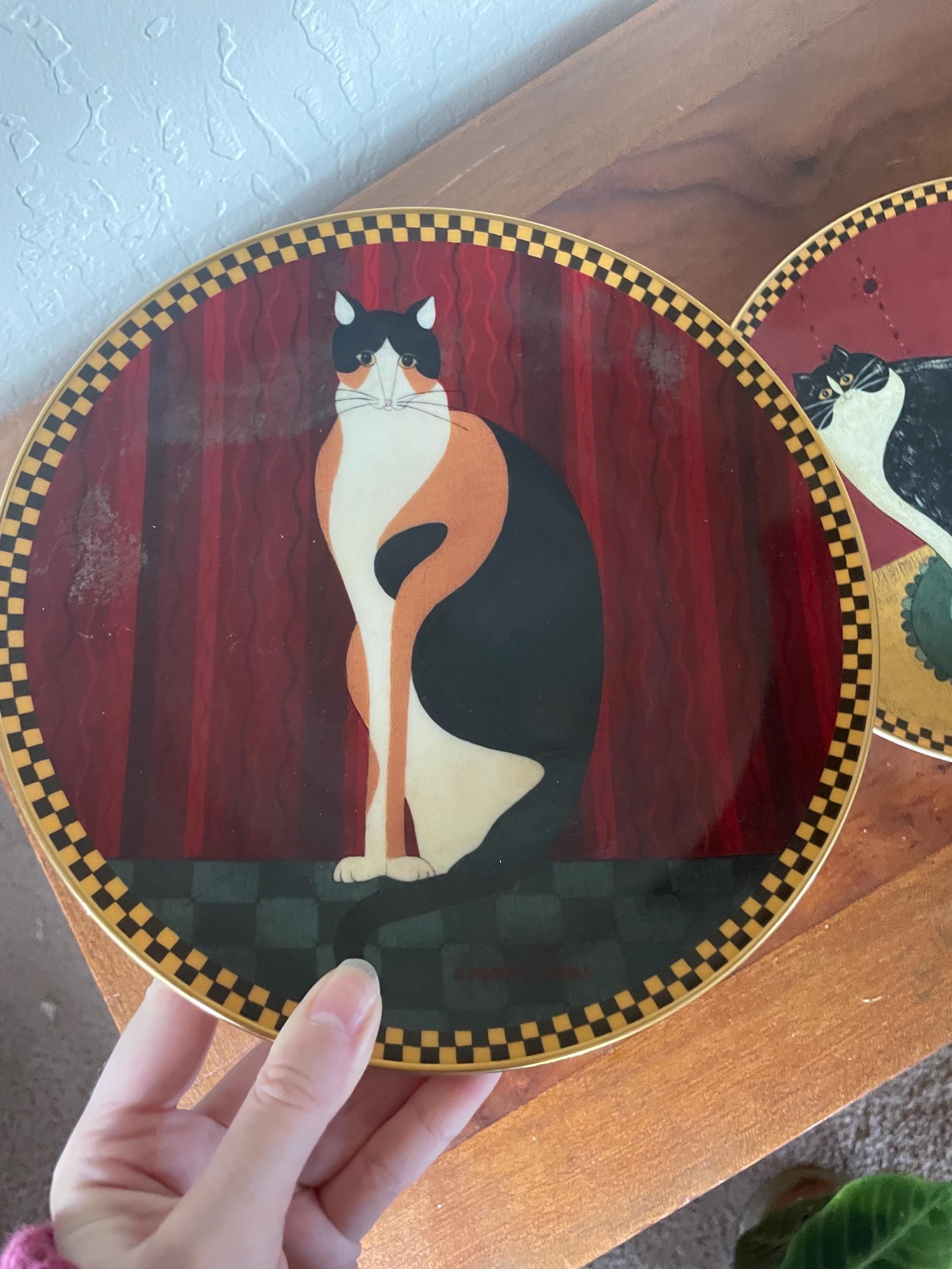 Vintage Cat Plate Pair Warren Kimble Red Happy Cat & Cool Cat ...