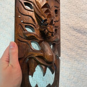 Vintage Wooden Filipino Demon Mask / Tiki Art With Bat - Etsy