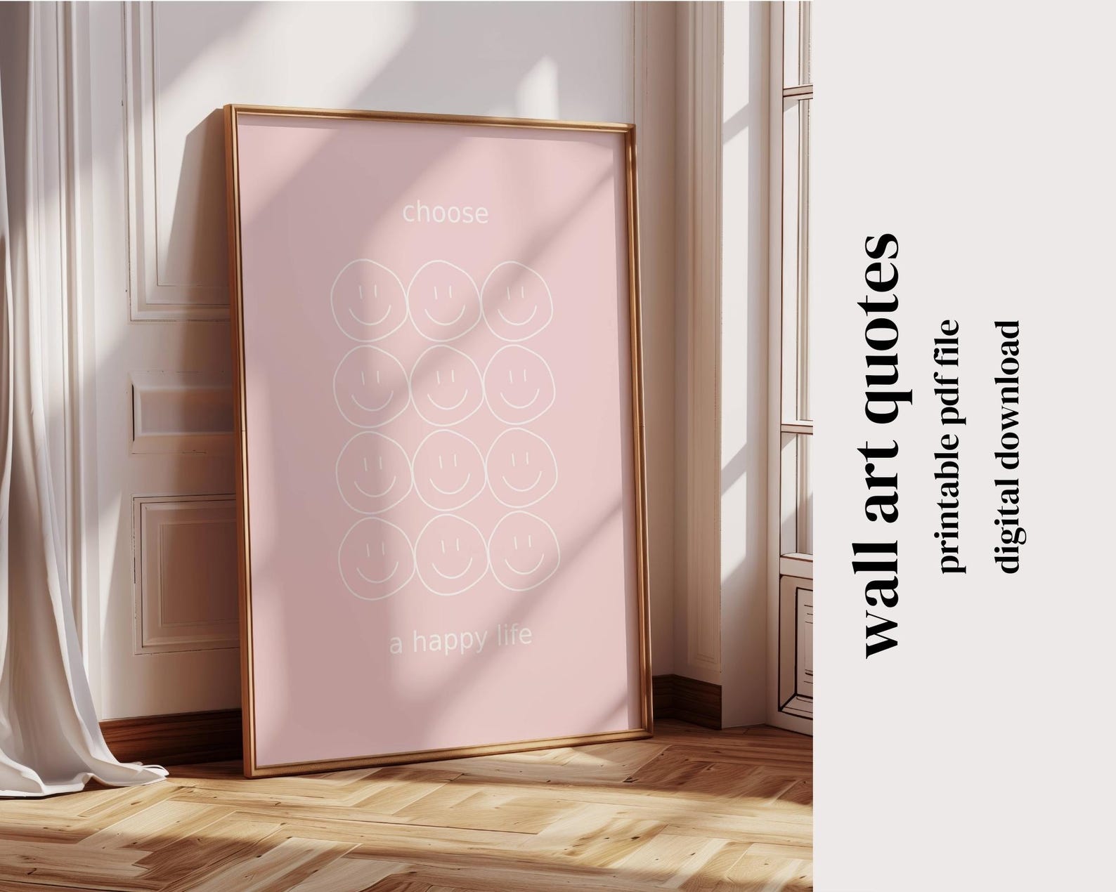 Fun Pink Poster With Smileys and Motivational Quote Bright and Positive ...