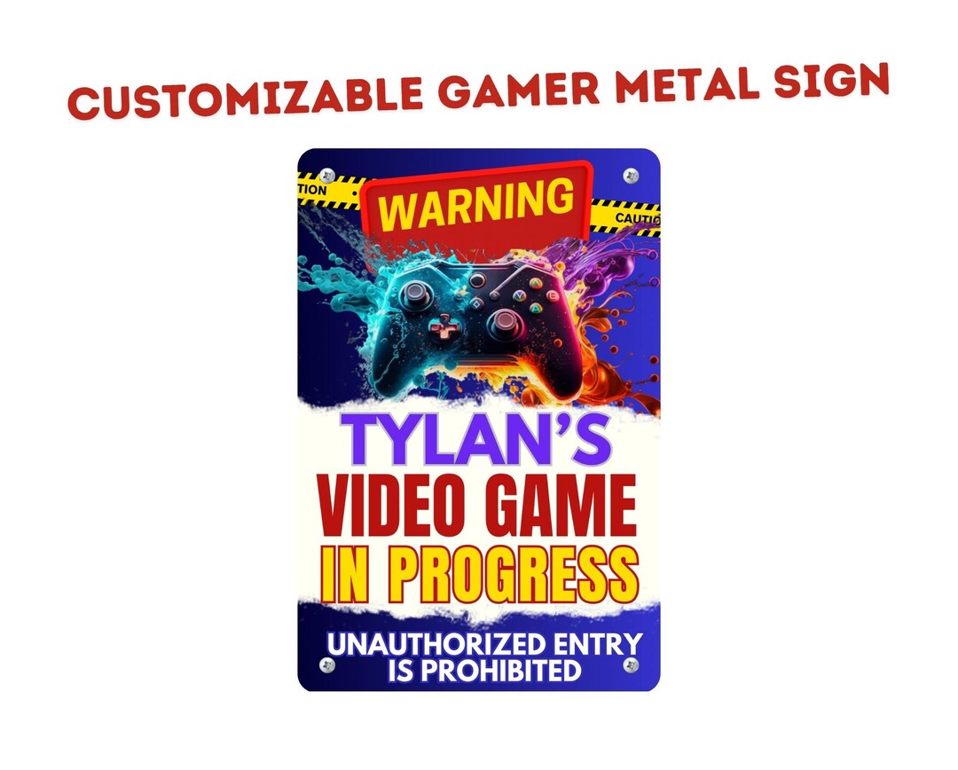 1pc, Personalized Gamer Metal Sign 8x12” | Custom Gaming Wall Art ...