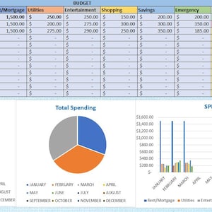 Simple Budget Template, Annual and Monthly Budget Planner, Finance ...