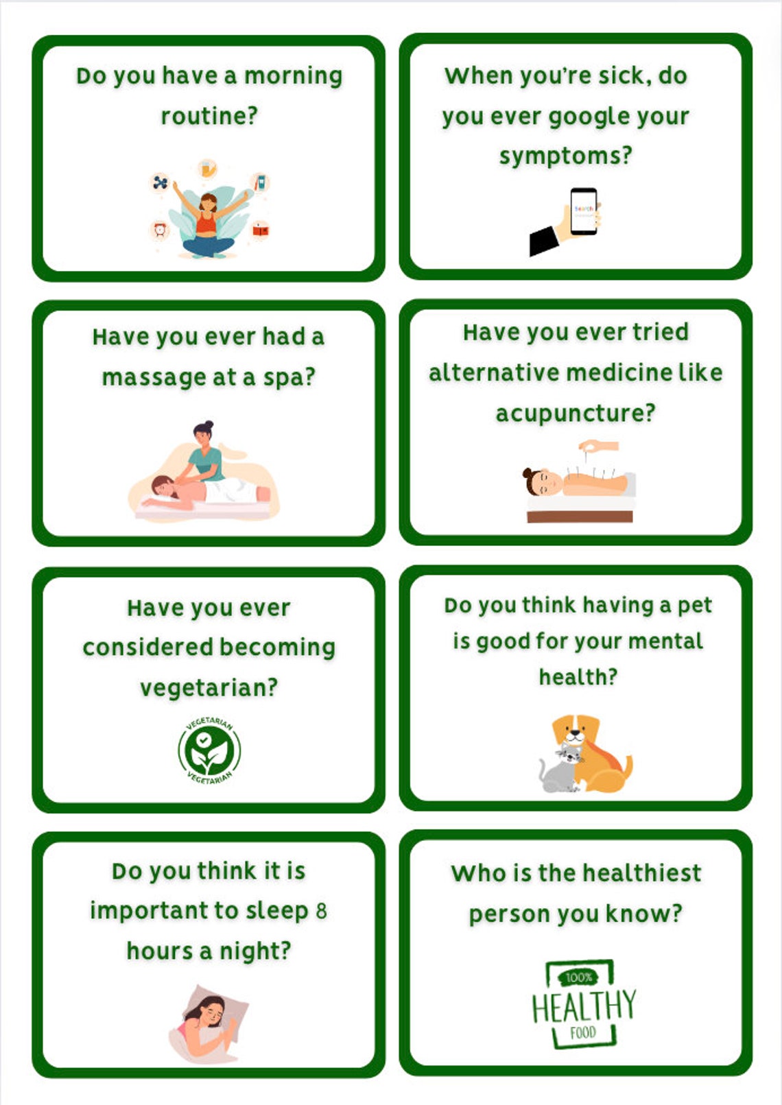 ESL Speaking Question Cards for Adults and Teenagers - Fun English ...