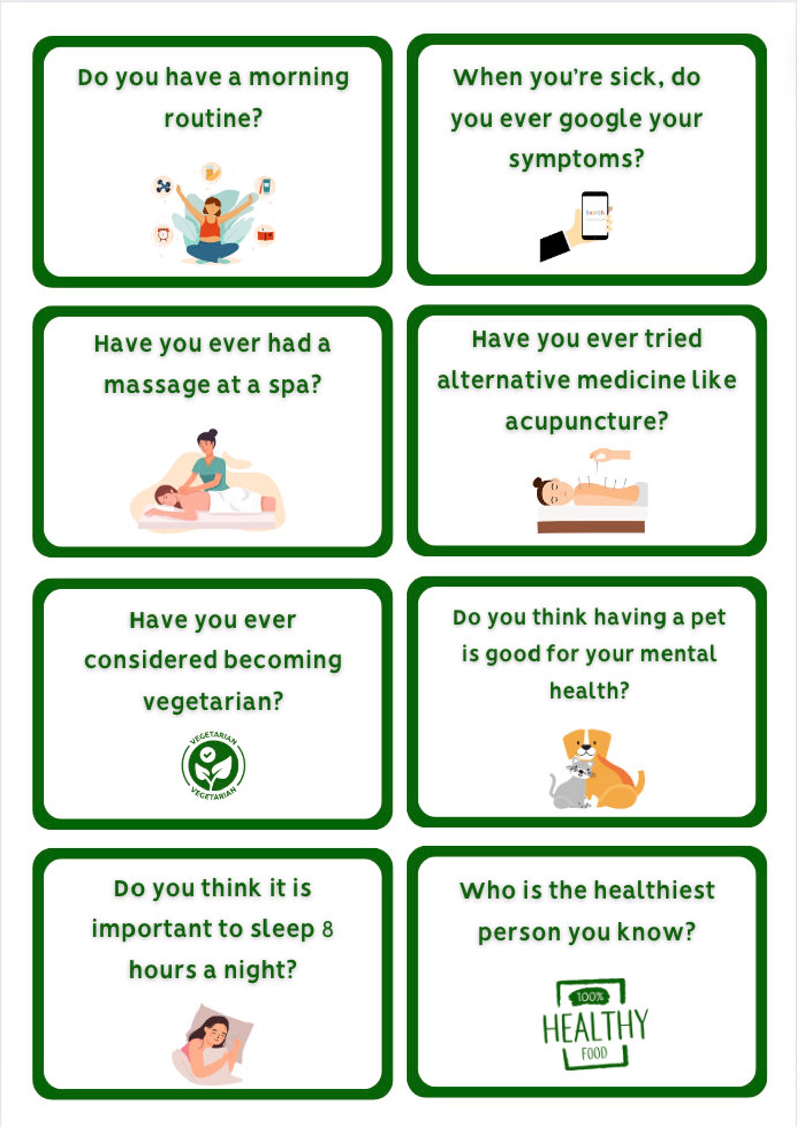 ESL Speaking Question Cards for Adults and Teenagers - Fun English ...