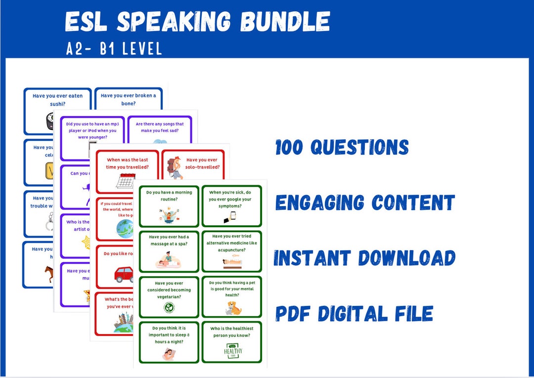 ESL Speaking Question Cards for Adults and Teenagers - Fun English ...