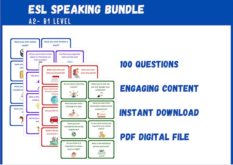 ESL Speaking Question Cards for Adults and Teenagers - Fun English ...