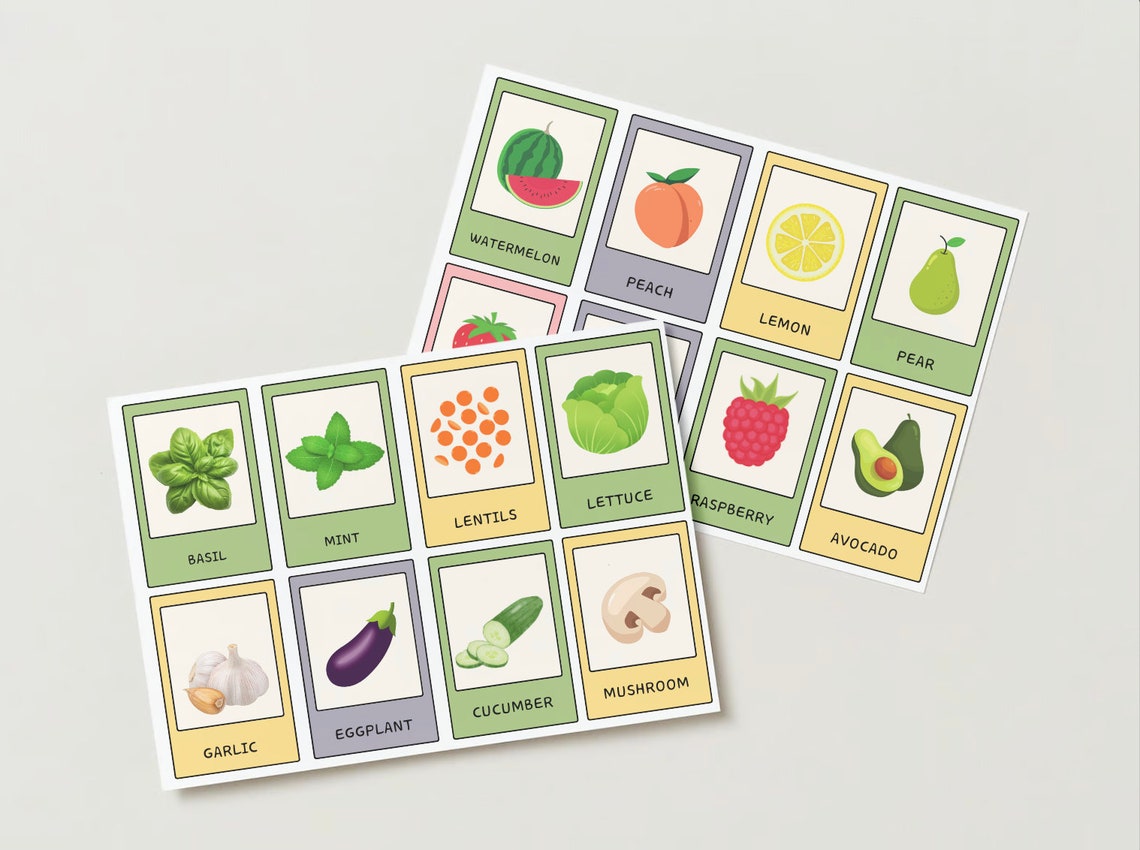 ESL Fruit and Vegetable Food Flashcards Beginner-intermediate Level ...