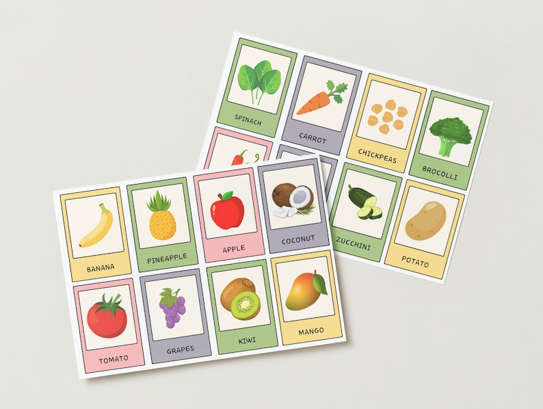 ESL Fruit and Vegetable Food Flashcards Beginner-intermediate Level ...