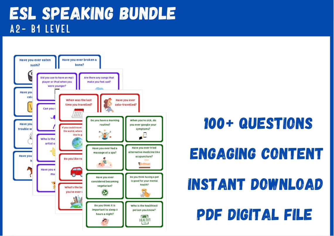 ESL Speaking Question Cards for Adults and Teenagers - Fun English ...